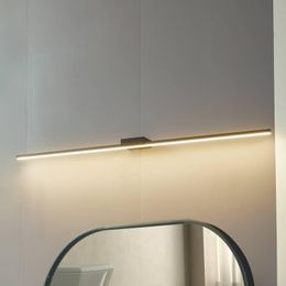 LUCANDE LED-Spiegellampe Kivana, schwarz, Metall, 120cm IP44