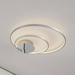 LINDBY Nerwin LED-Deckenleuchte, 65 cm, rund, alu/chrom