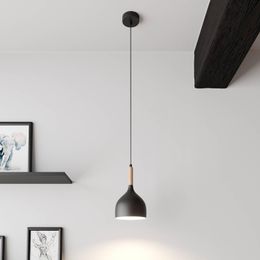 Luminex H&auml;ngeleuchte Noak, schwarz/holz natur, &Oslash; 17 cm
