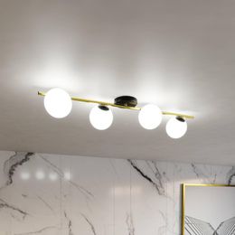 Euluna Deckenlampe Glassy 4-flg. linear schwarz/gold/opal