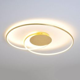 LINDBY LED-Deckenlampe Joline, Ø 74 cm, goldfarben, Metall