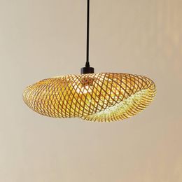 LINDBY H&auml;ngeleuchte Eleane, Bambus, natur, L&auml;nge 50 cm, E27