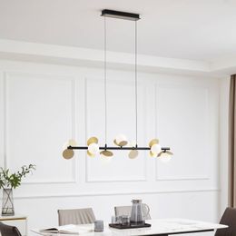 LUCANDE LED-H&auml;ngelampe Pallo, 7-flg., schwarz/gold, Glas