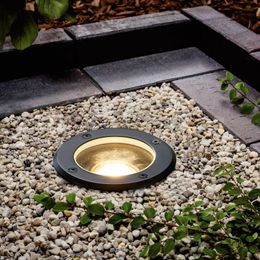 LINDBY Bodeneinbauleuchte Cliff, &Oslash; 13 cm, rund, schwarz