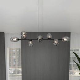 Euluna H&auml;ngeleuchte Glassy, 8-flg., Gl&auml;ser oval, grafit