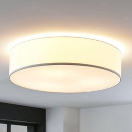 LINDBY Deckenlampe Gordana, &Oslash; 57 cm, wei&szlig;, rund, Textil