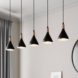LINDBY Pendelleuchte Arina, 100 cm, schwarz, 5-flammig, E14