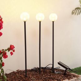 LINDBY LED-Solarleuchte Brindley, 3er-Set, schwarz, Glas