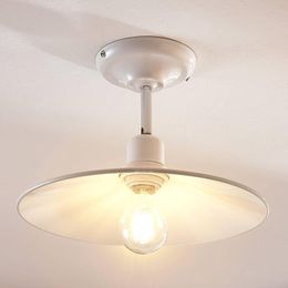 LINDBY Wei&szlig;e Metalldeckenleuchte Phinea, Vintagelook