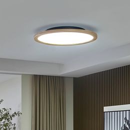 LUCANDE LED-Deckenleuchte Joren, &Oslash; 48 cm, Holz, CCT, Remote