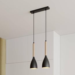 Luminex H&auml;ngeleuchte Muza, zweiflammig, schwarz/Holz hell