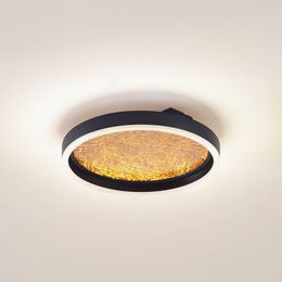LUCANDE LED-Deckenleuchte Menulis, schwarz/gold, PC, &Oslash; 30 cm