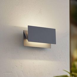 LUCANDE LED-Au&szlig;enwandleuchte Meja, grau, Metall, 27cm, IP54