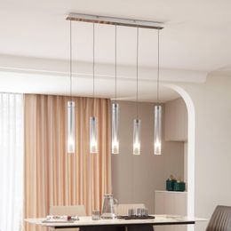 LUCANDE LED-Deckenleuchte Korvitha, 5-flammig, grau, Glas