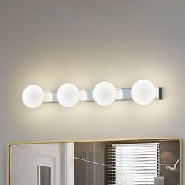 LUCANDE LED-Bad-Wandlampe Myrra, chrom, Glas, 60 cm, IP44