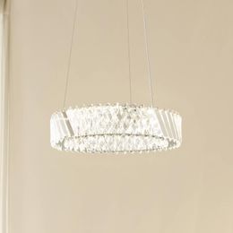 LUCANDE LED-H&auml;ngeleuchte Glacis, Kristall, &Oslash; 40 cm, chrom