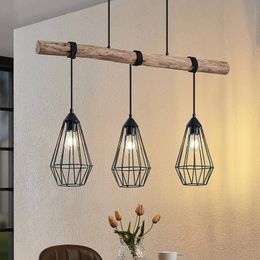 LINDBY H&auml;ngeleuchte Eldarion, 90 cm, 3-flammig, Holz, E27