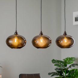 Opviq H&auml;ngelampe Smoked 052 3-flammig linear Glas &Oslash;27cm