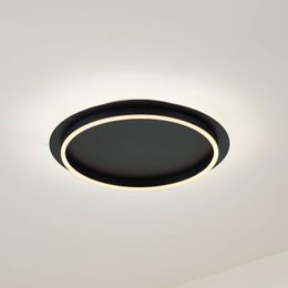 LINDBY LED-Deckenleuchte Kunis, schwarz, Kunststoff, Ø 46 cm