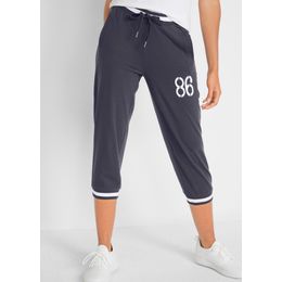 Jogginghose bonprix "Jogginghose, 3/4-L&auml;nge aus Baumwollmix", Damen, Gr. 56/58 (XXXL), N-Gr, blau (nachtblau bedruckt), Obermaterial: 95% Baumwolle, 5% Elasthan, regular fit, Hosen Jogginghose, Jogginghose, 3/4-L&auml;nge aus Baumwollmix