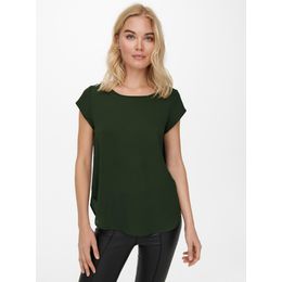Shirtbluse Only "ONLVIC S/S SOLID TOP", Damen, Gr. 44, braun (rosin), Web, Obermaterial: 97% Polyester, 3% Elasthan, unifarben, figurumspielend, Rundhals, Blusen