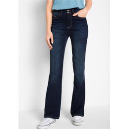 Push-up-Jeans bonprix, Damen, Gr. 44, N-Gr, blau (dunkelblau denim), Obermaterial: 71% Baumwolle, 27% Polyester, 2% Elasthan, regular fit, Jeans