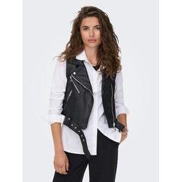 Lederimitatweste Only "ONLVERA FAUX LEATHER WAISTCOAT OTW NOOS", Damen, Gr. M, schwarz, Web, Obermaterial: 88% Polyester, 9% Baumwolle, 3% Viskose, unifarben, regular fit, Westen
