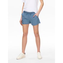 Shorts Only "ONLPEMA &ndash; Shorts mit elastischem Bund f&uuml;r l&auml;ssigen Jeanslook", Damen, Gr. L (40), N-Gr, blau (medium blau), Web, Obermaterial: 100% Lyocell, unifarben, loose fit kurz, Hosen Shorts, loose fit, Lyocell, elastischer Bund, pflegeleicht, unifarben