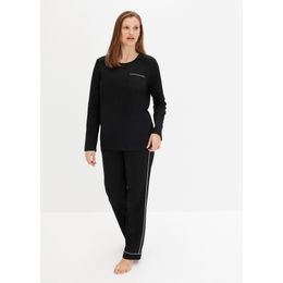 bonprix Pyjama aus reiner Baumwolle, schwarz, 100% Baumwolle