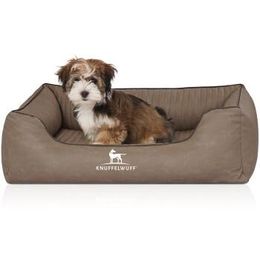 Knuffelwuff Orthop&auml;disches Hundebett Columbia aus laser-gestepptem Kunstleder stone clay M-L
