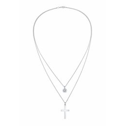 Elli Kette 'Layer Kreuz' Damen Gr&ouml;&szlig;e 40 silber