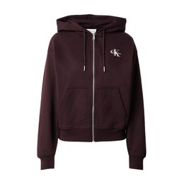 Calvin Klein Jeans Sweatjacke Damen Gr&ouml;&szlig;e XXS aubergine / wei&szlig;