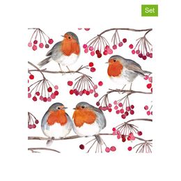 PPD 2er-Set: Servietten "Birds & Berries" in Weiß/ Orange/ Rot - 2x 20 Stück - 11% |