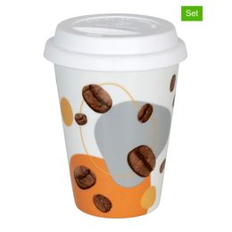 Könitz Könitz 2er-Set: To-Go-Becher "Coffee Flow" in Weiß/ Braun - 380 ml - 11% | Gedeckter-tisch