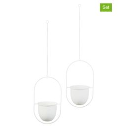 LIFA LIVING 2er-Set: Hängetöpfe "Liv" in Weiß - (B)21 x (H)38 x (T)15 cm - 63% | Kerzen-vasen