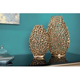 Riess Ambiente Filigranes Vasen 2er Set ABSTRACT LEAF 40cm gold Handarbeit Riess-Ambiente organisch Barock Glamour Orientalisch