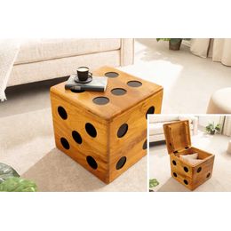 Riess Ambiente Massiver W&uuml;rfel-Hocker CUBE 40cm natur Mangoholz Beistelltisch stapelbar mit Fach Riess-Ambiente