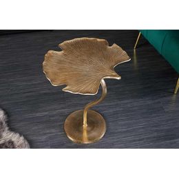 Riess Ambiente Dekorativer Beistelltisch GINKGO LEAF 55cm gold handmade Metall Riess-Ambiente Säulentisch Glamour Boheme