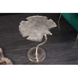 Riess Ambiente Dekorativer Beistelltisch GINKGO LEAF 55cm silber handmade Metall Riess-Ambiente Säulentisch Glamour Barock Boheme