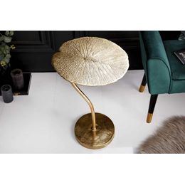 Riess Ambiente Handgearbeiteter Design Beistelltisch ABSTRACT LEAF 40cm gold Riess-Ambiente Säulentisch Glamour