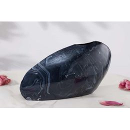 Riess Ambiente Dekorative Vase STONE 40cm schwarz marmoriert Handarbeit Retro Design Riess-Ambiente organisch