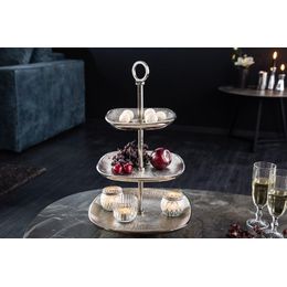 Riess Ambiente Moderne Etagere ORIENT 45cm silber Hammerschlag-Design mit drei Etagen Riess-Ambiente