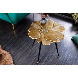Riess Ambiente Dekorativer Beistelltisch GINKGO LEAFS 60cm gold handmade Metall Riess-Ambiente organisch Boheme Glamour Natur