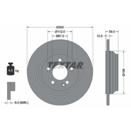 TEXTAR Bremsscheibe PRO hinten rechts links voll 300mm f&uuml;r MERCEDES-BENZ 4474230012 447423001207 4484230000 92272703