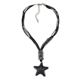 Steuer Kette mit Anh&auml;nger &raquo;Metall Stern Textilband&laquo; Schwarz 43,0cm Hol dir dieses Highlight f&uuml;r deine Schmuckkasette