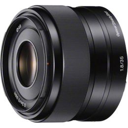 Sony Festbrennweiteobjektiv &raquo;SEL-35F18 E-Mount Standard&laquo; E 35mm F1.8, OSS, APS-C schwarz Frontdeckel, Objektivr&uuml;ckdeckel und Streulichtblende inbegriffen