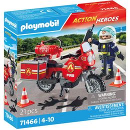 Playmobil Konstruktions-Spielset &raquo;Feuerwehrmotorrad am Unfallort (71466), Action Heroes&laquo; Made in Europe bunt Konstruktions-Spielset