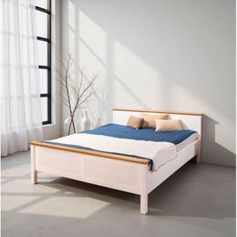 Inter Link Massivholzbett &raquo;Bett Maluno&laquo; Kiefer Massiv, ohne Lattenrost, 90/120/140/160/180 x 200 cm Weiss + Weiss, Eiche Colori + Weiss, Eiche...