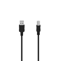 Hama USB-Kabel &raquo;USB-Kabel mit USB-A und USB-B Stecker grau, USB 2.0, Knickschutz, 3 m&laquo; USB Typ A USB Typ B 300 cm schwarz Innenleiter aus Kupfer f&uuml;r 