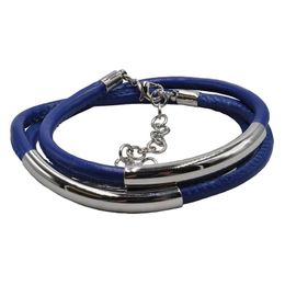 Steuer Damen Armband &raquo;Kunstleder blau Karabiner&laquo;